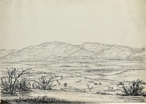 Raphael Lamar West | View of a broad valley with a distant settlement ...
