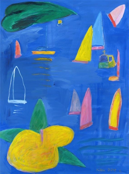 Ken Done | Boats and Yellow Hibiscus (1991) | MutualArt