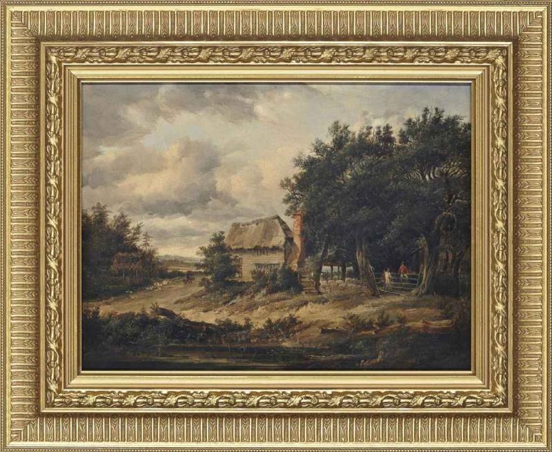 Patrick Nasmyth | A Cottage by a Pond with Figures by a Gate | MutualArt