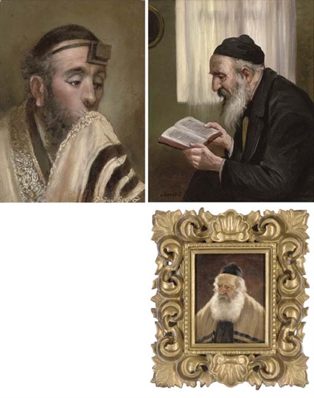 German School, 19th Century | A Rabbi reading; A Rabbi kissing a prayer ...