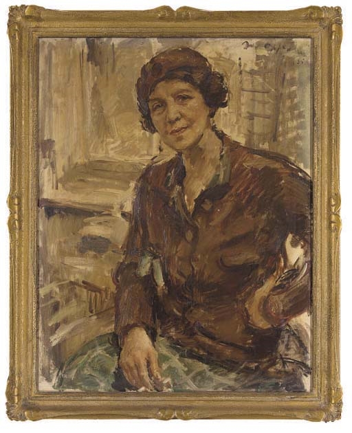Joseph Oppenheimer | Portrait of a lady, seated half-length, in a brown ...