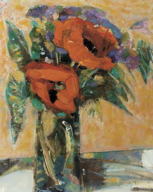 Gordon Bryce | Poppies and geraniums | MutualArt