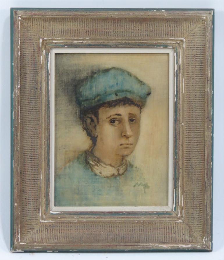 Conger Metcalf | Portrait of boy in blue hat | MutualArt
