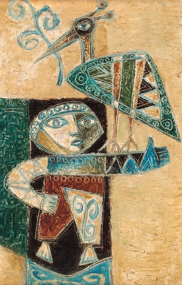 Pinchas Shaar | 2 works;Figure and bird | MutualArt
