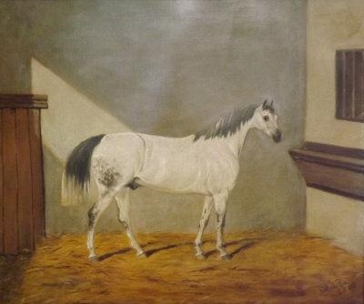 James Loder | A grey dappled stallion in a stable (1853) | MutualArt