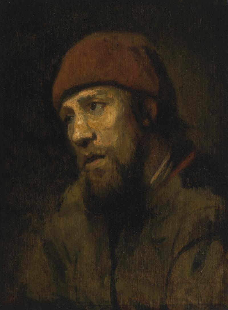 Rembrandt van Rijn | PORTRAIT STUDY OF A MAN WITH A RED CAP | MutualArt