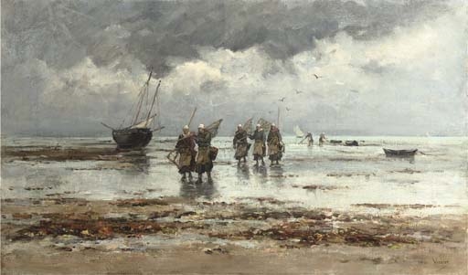 Emile Louis Vernier | Fishing for shellfish | MutualArt