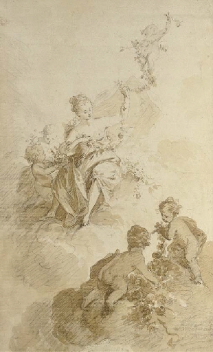 Nicolas Guibal | Flora seated among clouds, attended by putti | MutualArt