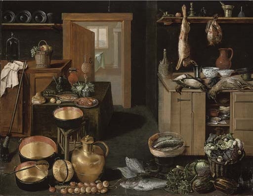 Antwerp School, 17th Century | A kitchen interior with dead game on a ...