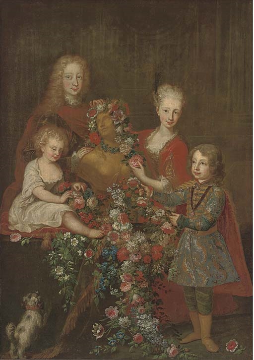 Louis de Silvestre | Group portrait of a family with a statue garlanded ...
