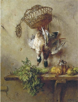 Maria Vos | Still life with a goldfish bowl and various papers on a ...