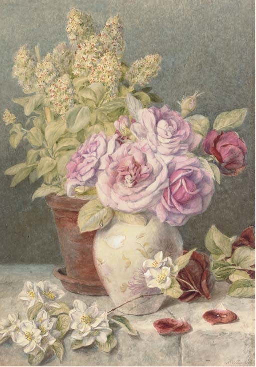 Mary Elizabeth Duffield | Giant mignionette and roses | MutualArt