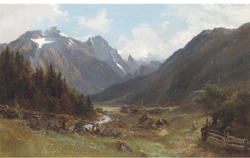 Edward Theodore Compton | An Alpine landscape (1889) | MutualArt