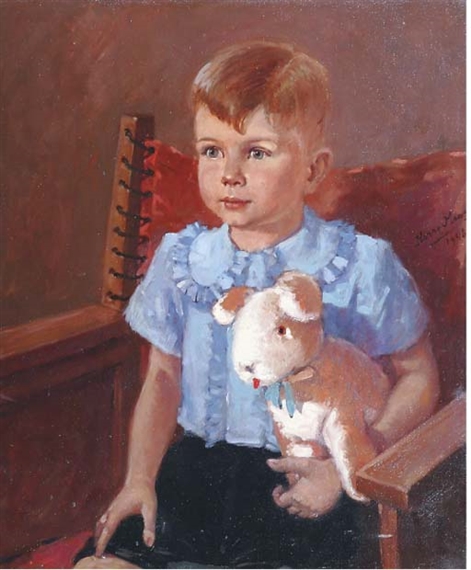 Harry Maas | Portrait of a boy with cuddle toy (1948) | MutualArt