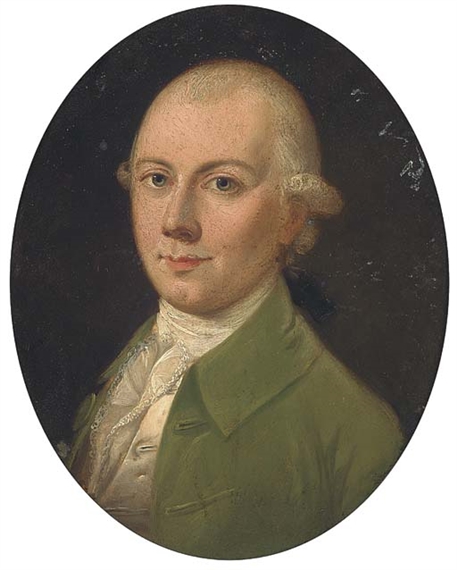 Joshua Murray | Portrait of a gentleman, small bust-length, in a green ...