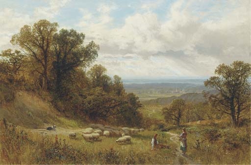Alfred Augustus Glendening Jr. | Young shepherd and maid in a landscape ...
