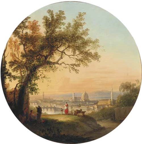 Giovanni Signorini | The Arno from the Ponte Vecchio (1846) | MutualArt
