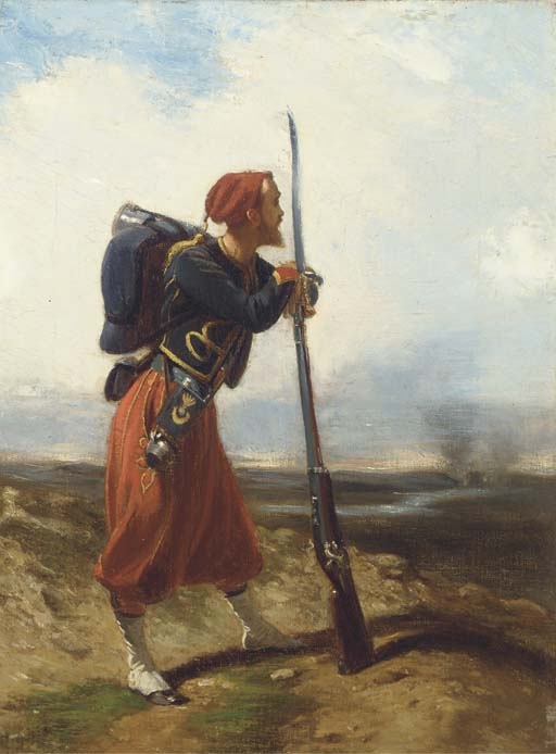 French School, 19th Century | A rifleman of the 4th Zouave Regiment ...