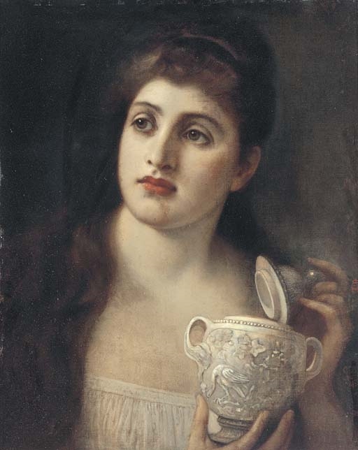 George Adolphus Storey | Portrait of Miss Georgina Storey, small three ...