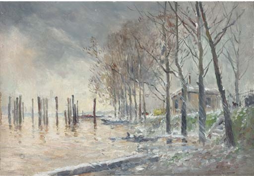 Pierre Louis Léger Vauthier | Barges à Charleroi; and un estuaire ...