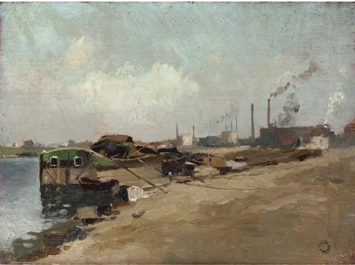 Pierre Louis Léger Vauthier | L'allée d'arbres; and bords de Seine ...