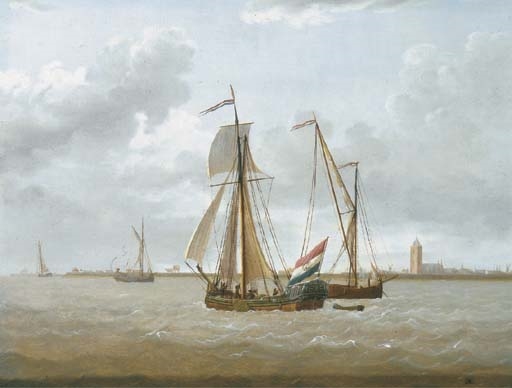 Kleyne David | Shipping off the coast of the Zuyder Zee, a States Yacht ...