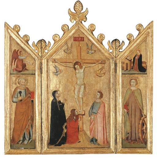 Giotto | A portable triptych: the central panel: The Crucifixion with the Magdalen at the Foot ...