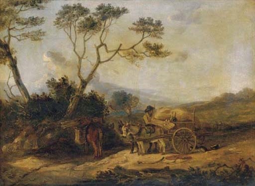 Edmund Bristow | A peasant loading wood on to a donkey cart | MutualArt