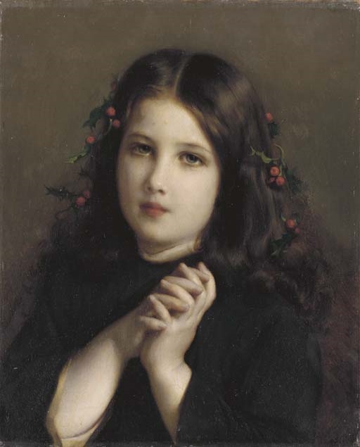 Étienne Adolphe Piot | A Young Girl with Holly Berries in her Hair ...