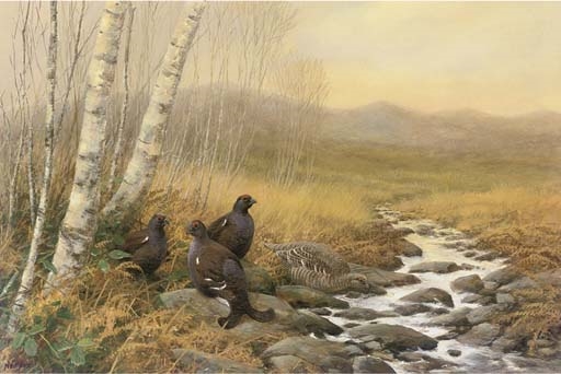 Neil Cox | Blackgame by a stream | MutualArt