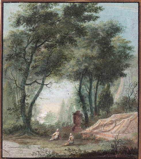 Abraham Rademaker | Two figures by a tomb | MutualArt