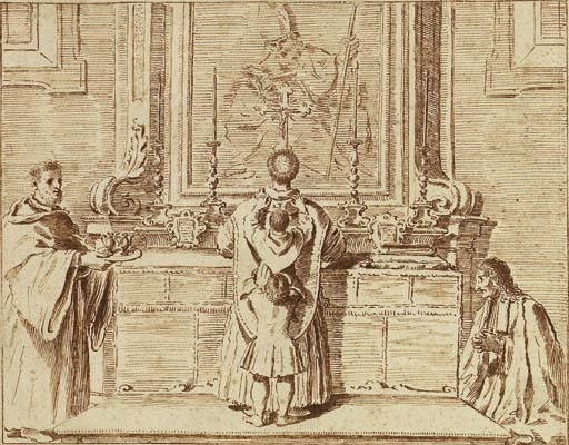 Bolognese School, 17th Century | Priests and acolytes celebrating Mass ...