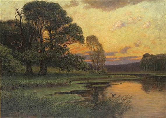 Kurt Von Rozynski | Sunset on the lake | MutualArt