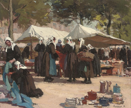 Paul André Jean Eschbach | Market day in Brittany | MutualArt