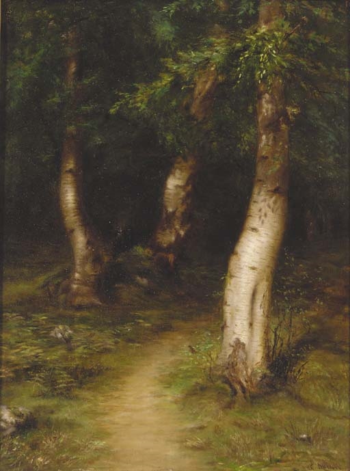 James Coutts Michie | A glade in a birch wood (1894) | MutualArt