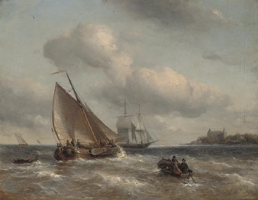Antonie Waldorp | A Dutch barge heeling in the breeze off the coast ...