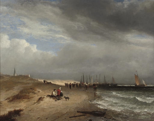 Alfred George Stannard | Figures on the beach at Scheveningen watching ...