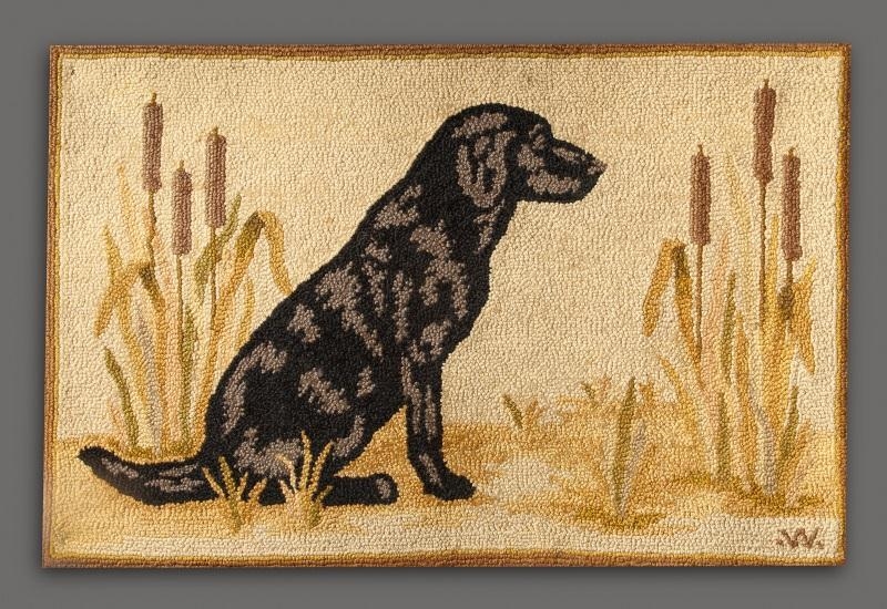 George Wells | Black Labrador Hooked Rug (Circa 1950) | MutualArt