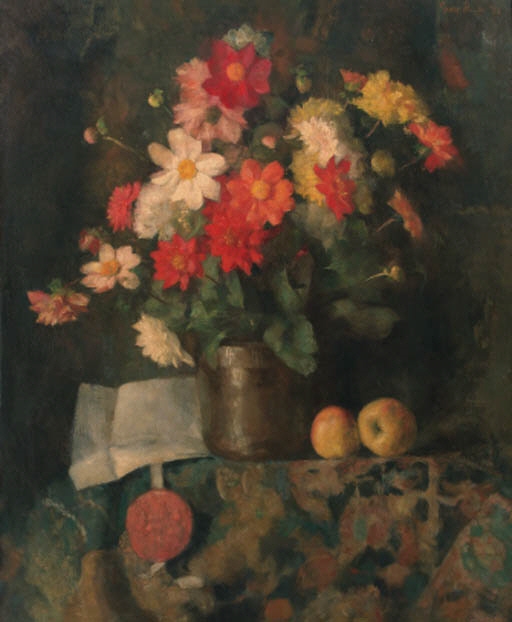 Georg Rueter | A colourful bouquet in a glass vase | MutualArt