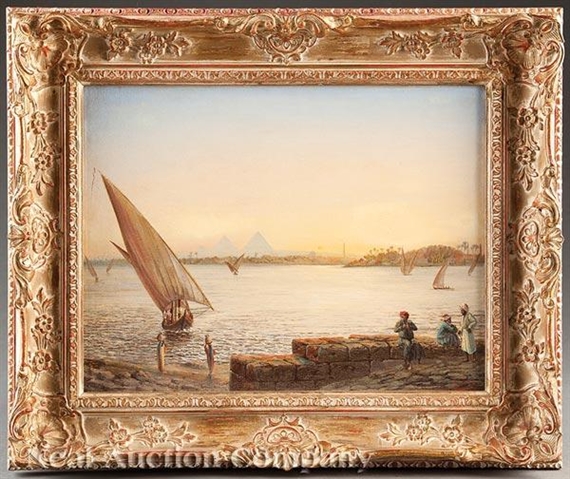 Heinrich Steiner | View of the Nile and Great Pyramids of Giza, Cairo ...