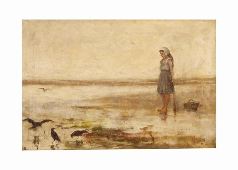 Frederick Stuart Church | Digging for Clams (1881) | MutualArt