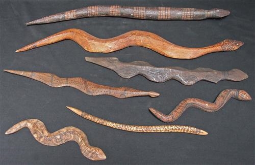 Unknown | Collection of 7 Aboriginal Snake Totems | MutualArt