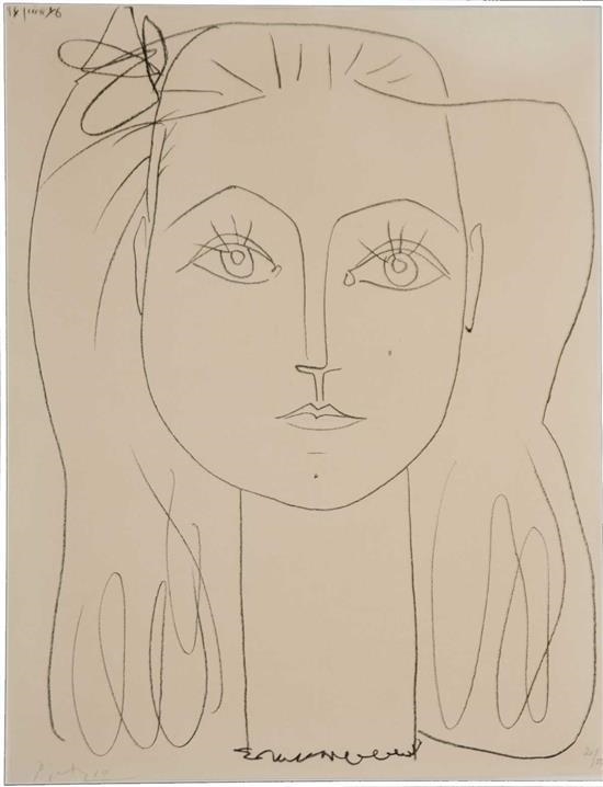 Pablo Picasso | Françoise with a Bow in Her Hair (Mourlot 41) (1946 ...
