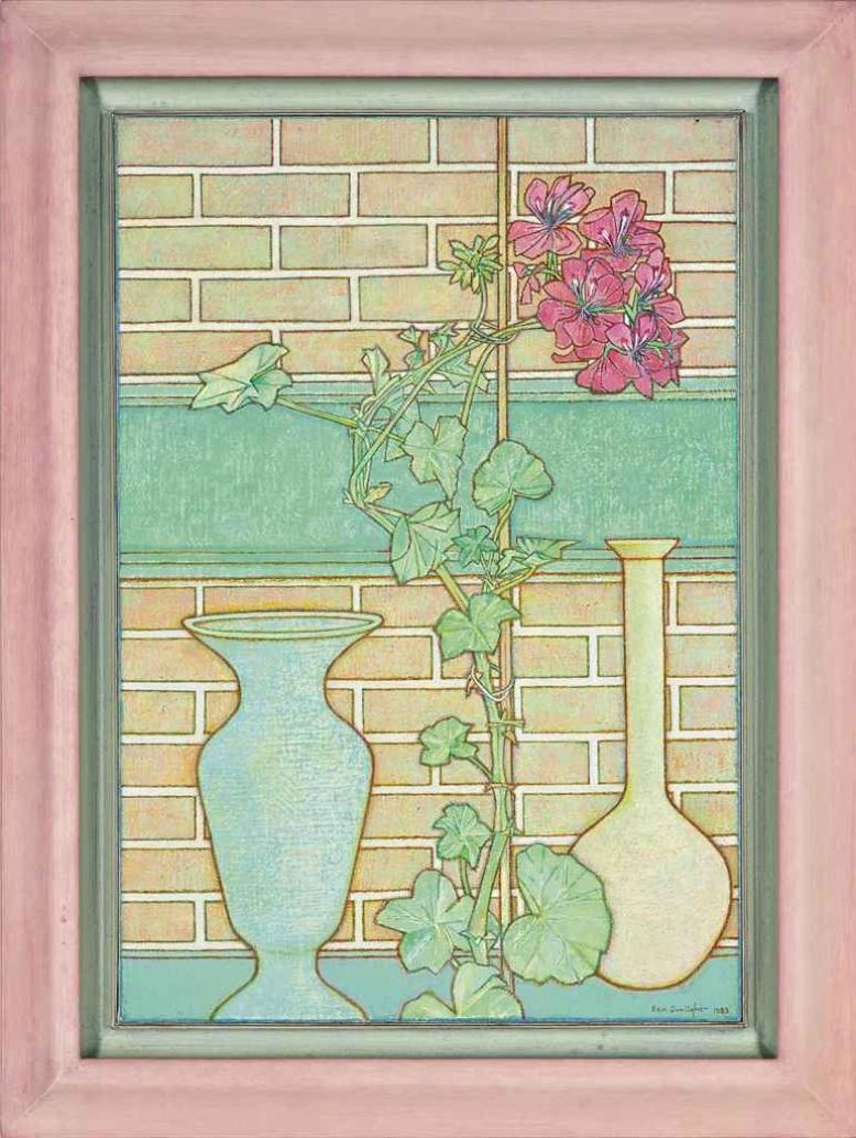 Ben Sunlight | A Pink Geranium and Two Vases (1983) | MutualArt