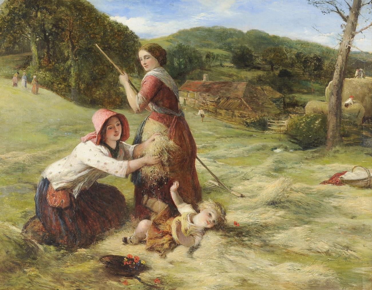Thomas Falcon Marshall | Figures Harvesting with a Girl playing with a ...