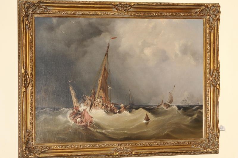 Calvert Richard Jones | Fishing Boats and Shipping in a Swell (1851 ...