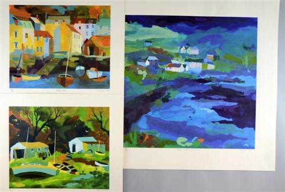 Richard Tuff | 3 Works: Blue Harbour Coverack; Harbour Boats; Mending ...