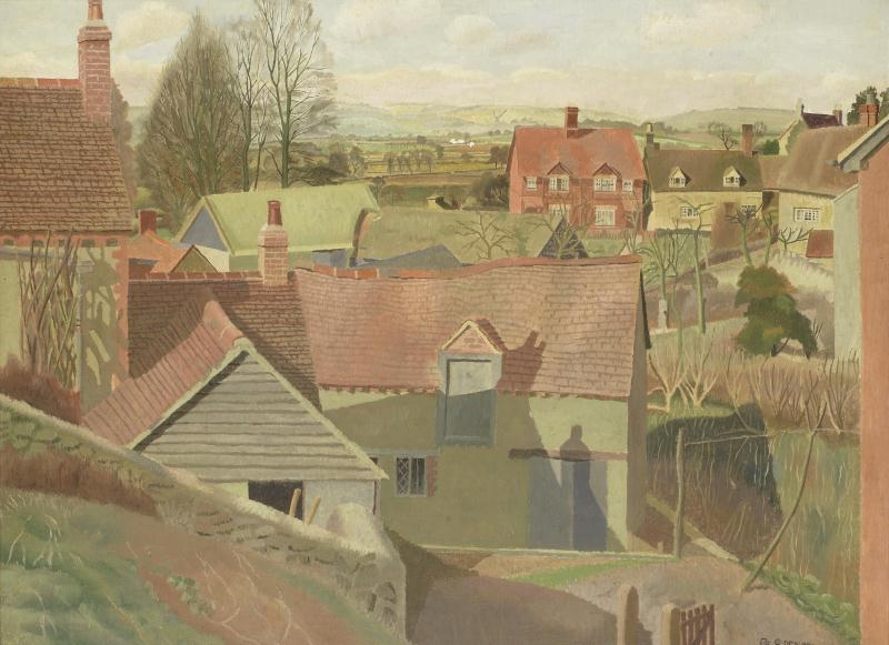 Gilbert Spencer | Garsington Roofs (1924) | MutualArt