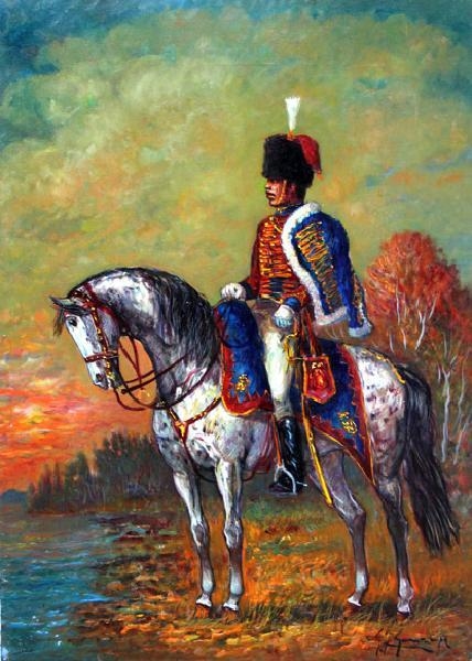 Francesco Giovani | Il capitano degli Ussari al tramonto | MutualArt