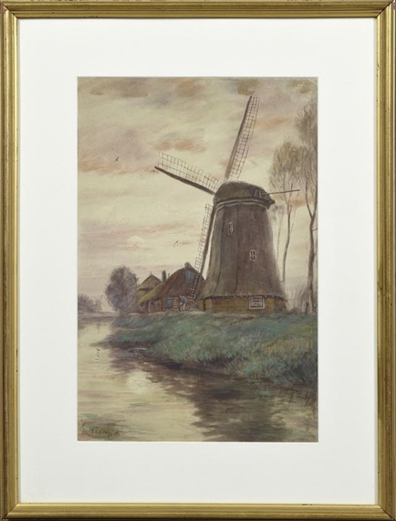 Thomas Raphael Congdon | Dutch Landscape with Windmill | MutualArt